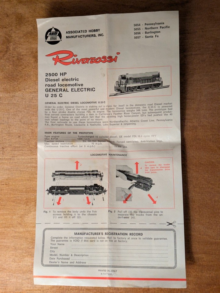 AHM/Rivarossi (#5055NP) HO Scale Northern Pacific GE U25C Diesel ...