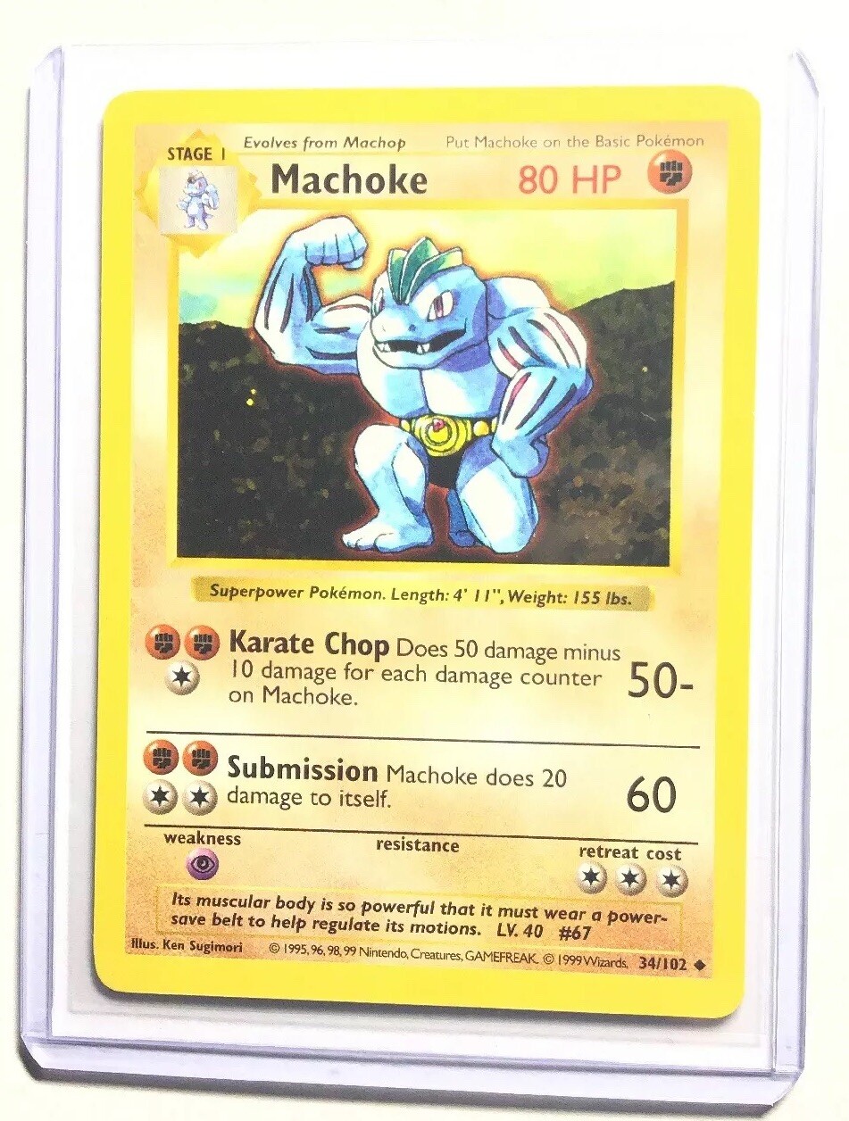 MACHOKE - 34/102 - SHADOWLESS Base Set - Pokemon Card - EXC / NM | eBay