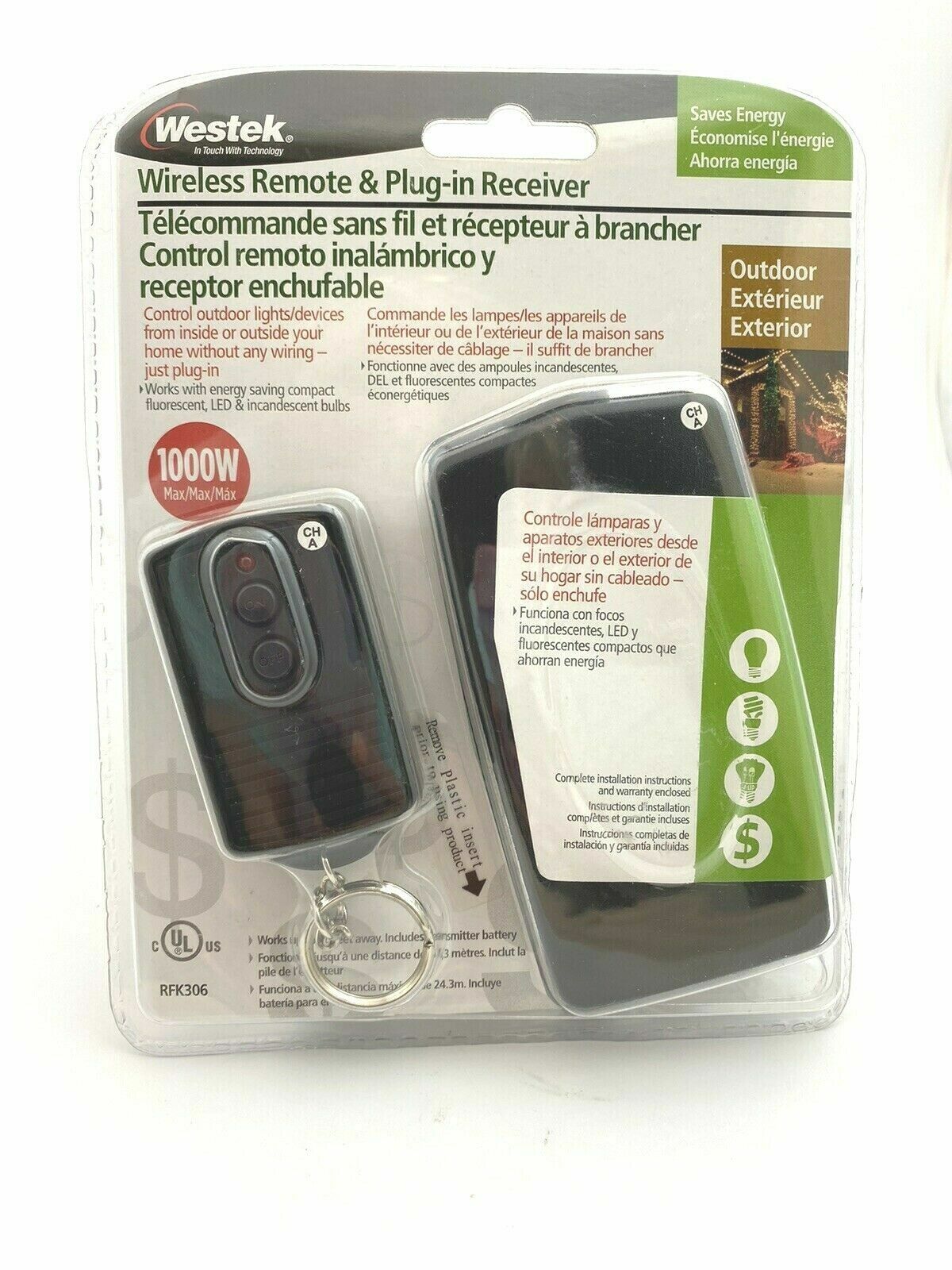 Westek RFK306 Outdoor Remote Control Outlet Switch Kit With Wireless ...