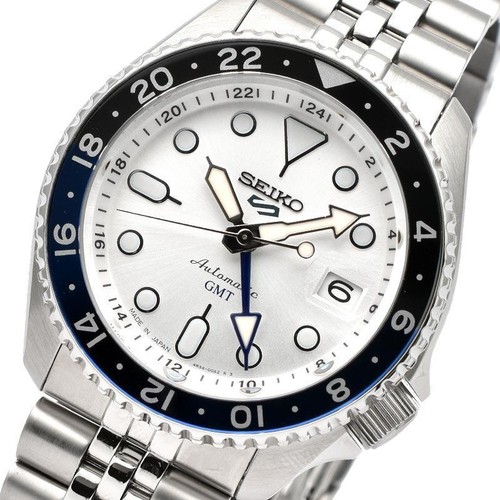Seiko 5 Sports GMT SBSC017 Automatic Watch Silver Dial New Color ...