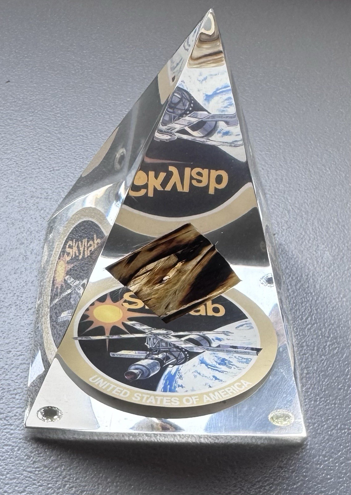 NASA Skylab pyramid lucite acrylic space FLOWN Fragment of the Station ...