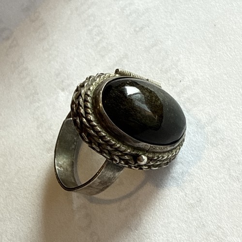 Sterling poison ring mexico black Obsidian? Adjustable - Size 8 | eBay