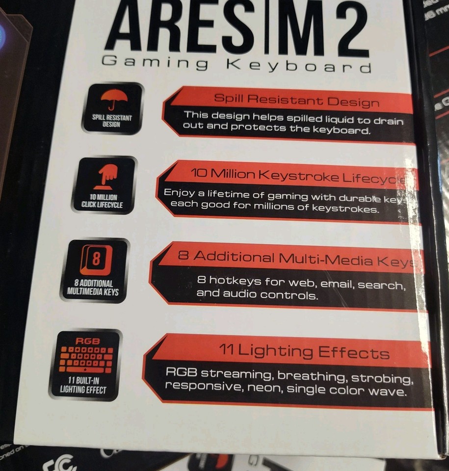 NEW Ares M2 RGB Backlit Wired Gaming Keyboard USB Spill-Resistant Hot ...