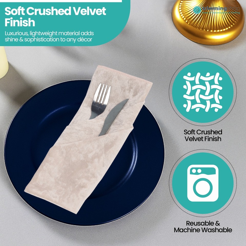 LUXURY NAPKINS SERVIETTES PARTY FOR XMAS DINNER WEDDING VELVET NAPKIN ...