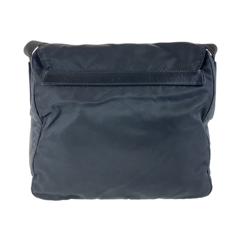 Excellent Condition PRADA Tessuto Triangle Logo Plate Black Silver ...