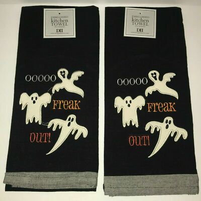 Ghosts Halloween 2 Kitchen Towels Ooooo Freak Out 18" x 28" Embroidered ...