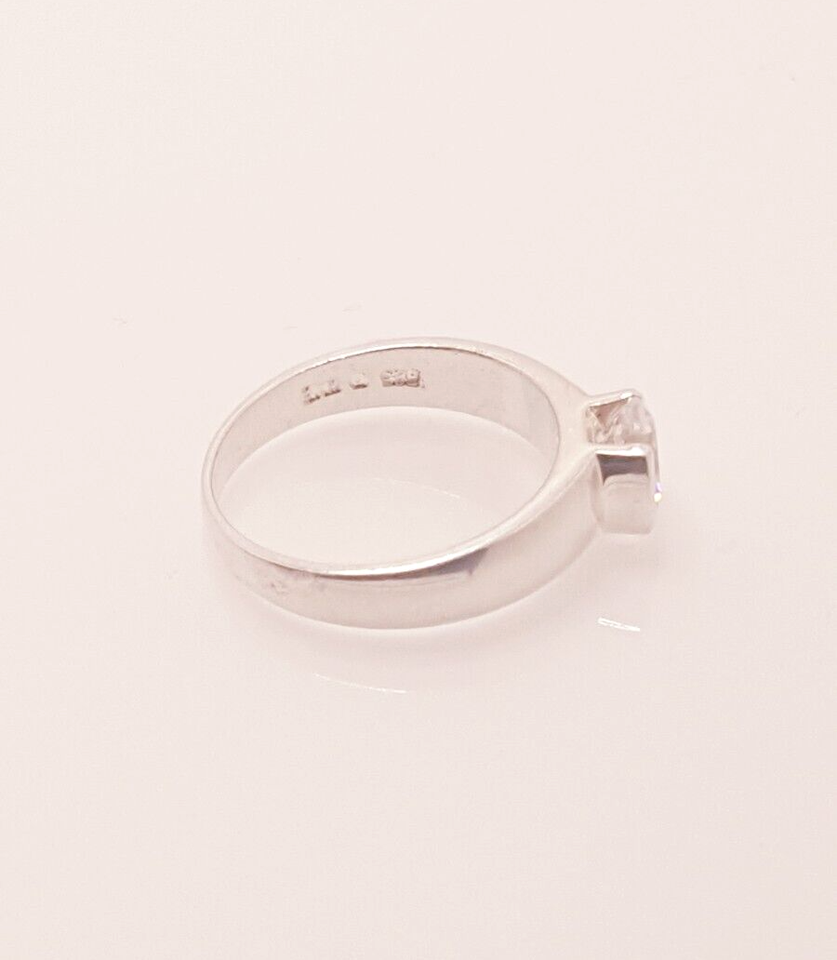 Gorgeous Sparkling White Stone Band Ring 925 Solid Silver Size P~P1/2 ...