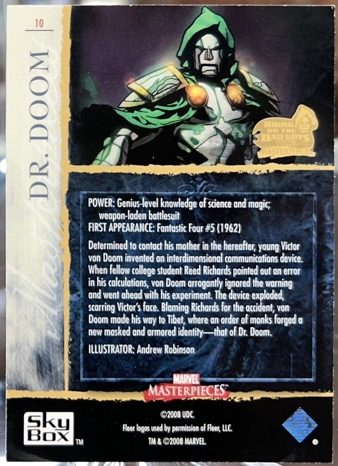 Stan Lee Signed Autograph Dr Doom 2008 Skybox UDC Marvel Masterpieces ...