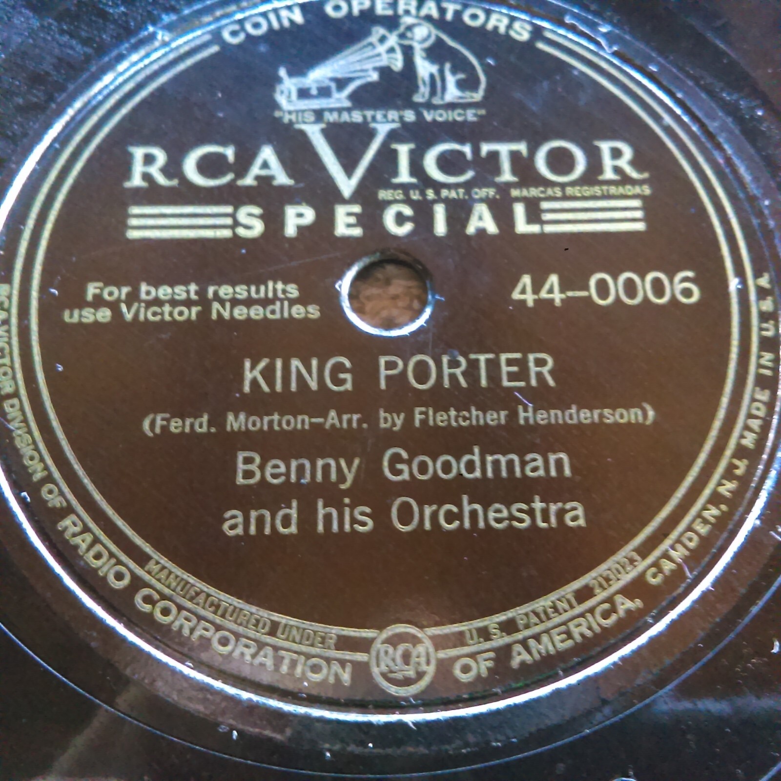 78 rpm Victor 44-0006, Benny Goodman, King Porter Stomp, coin operators ...