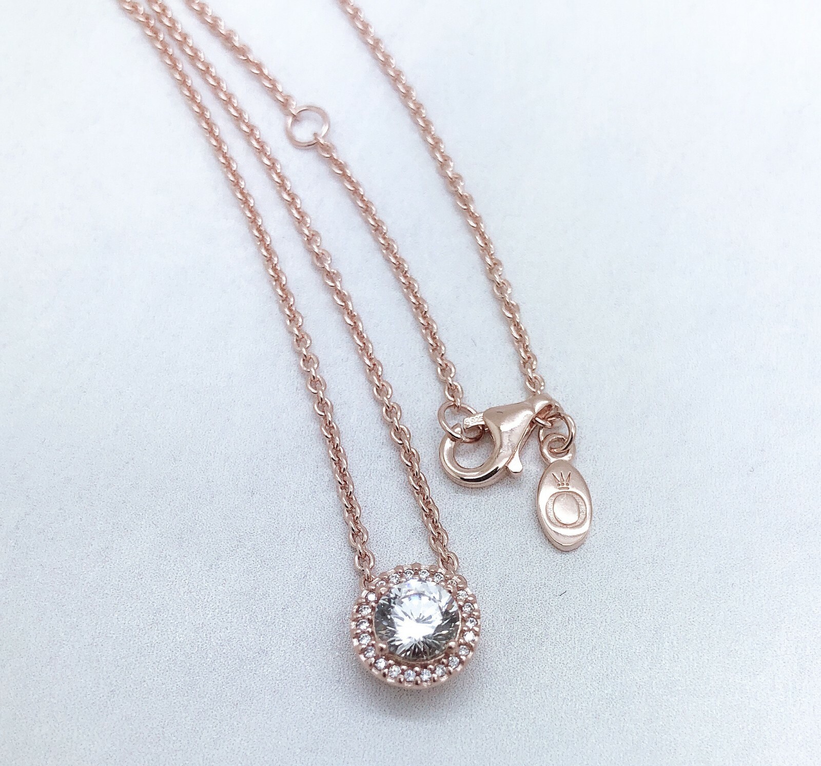 NEW Authentic PANDORA Rose Gold Classic Sparkle Elegance Chain Necklace ...