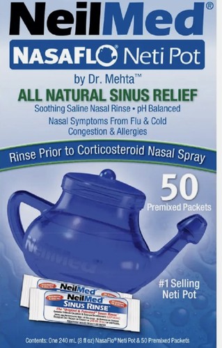 NEIL MED NETI POT NasaFLO + 50 Saline Rinse Packets Exp 11/20 NWT ~ US ...