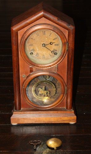 Antique 1871 USA E. Ingraham Double Glass 17" Victorian CLOCK w/ Key | eBay