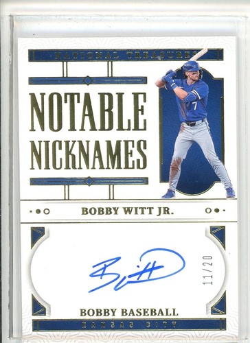2024 National Treasures Bobby Witt Jr. Notable Nicknames Auto /20 (GN ...