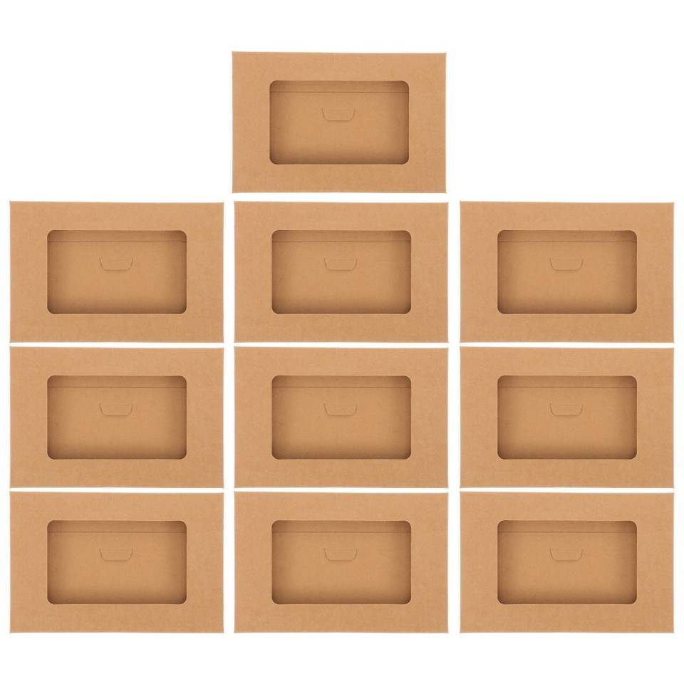 40 pcs Envelop Storage Boxes Kraft Paper Postcard Boxes Open Window ...