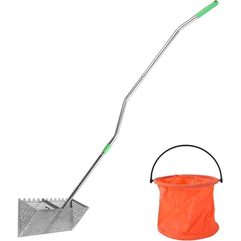 Beach Sand Rake Bucket Stainless Steel Sifter Tool Wide Basket Durable ...