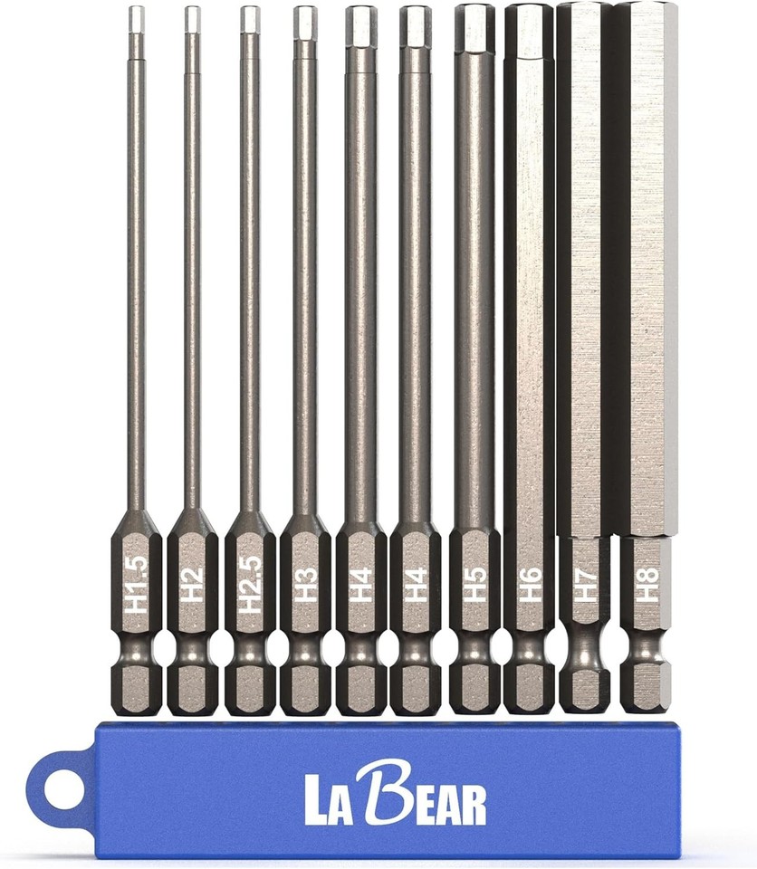 10-Piece 4" Metric Hex Head Allen Wrench Screwdriver Bit Set. S2 Steel ...