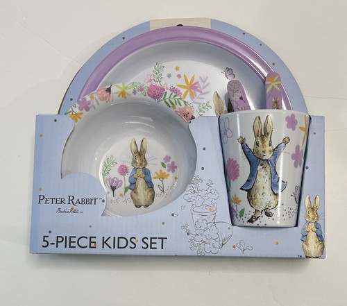 5 pc Beatrix Potter Peter Rabbit Spring Easter Melamine Kids Dining Set ...