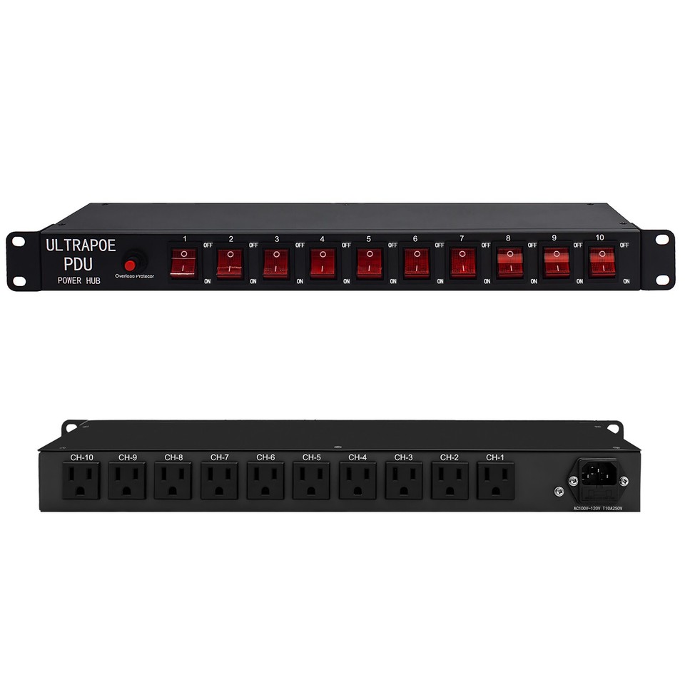 10 Outlets 1U PDU Rack Mount Power Strip-Network Server Racks - Surge ...