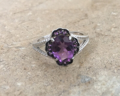 Sterling Silver 925 Marked JS Purple Ring Size 7.5 | eBay