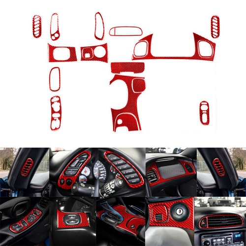 18pcs For Corvette C5 1998-04 Red Carbon Fiber Full Interior Cover Trim ...