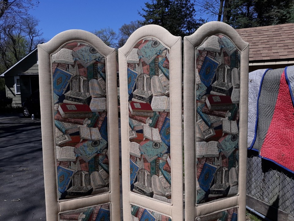 Large Folding Library Screen Room Divider With Antique Book Theme | eBay