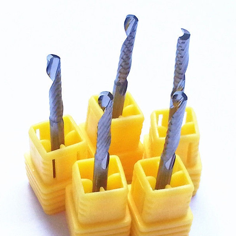5 Pc Single Flute Router Bit For Aluminium Solid Carbide CNC Endmill ...