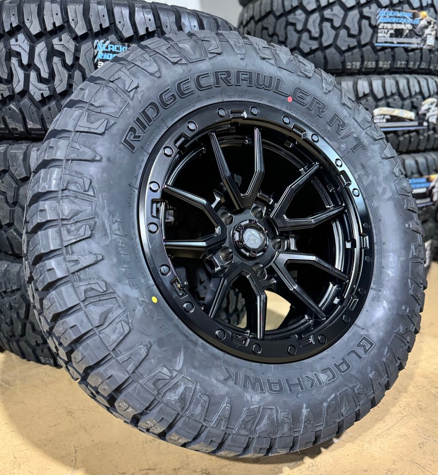 18x9 Fuel D679 Rebel Black Wheels 35" RT AT Tires 5x5.5 Dodge Ram 1500 ...