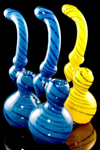 9" Large Striped Frit Sherlock Glass Bubbler | eBay