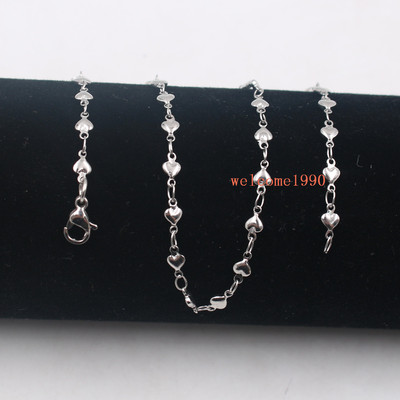 A dozen（12pcs) Love Heart Chain Stainless steel Necklace Silver 18''-28 ...