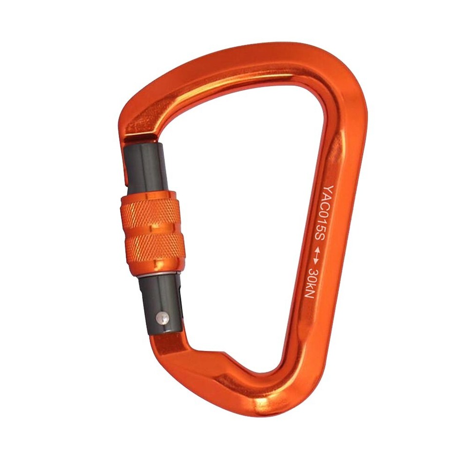 30KN Rock Climbing Locking Carabiner + Prusik Rescue Rope Safety ...