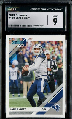 2019 Donruss #138 Jared Goff Los Angeles Rams CGC 9 MINT & bonus cards ...