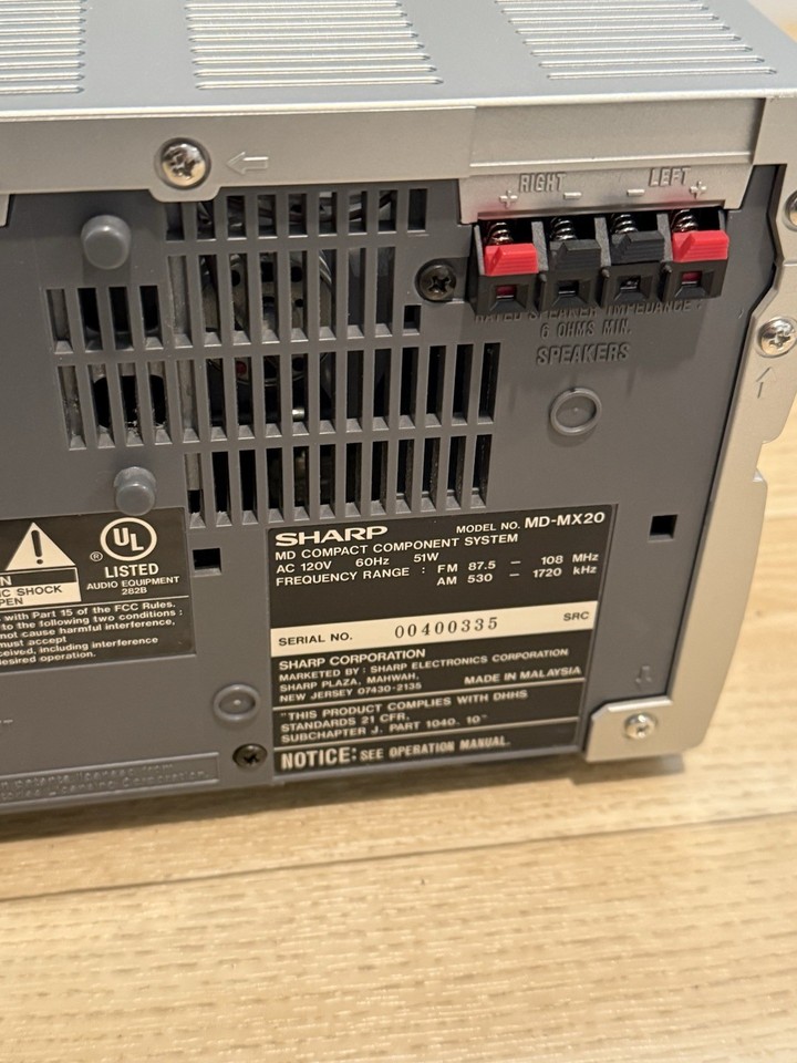 Sharp MiniDisc MD Compact Player System CD Recorder Super Rare MD-MX20 ...