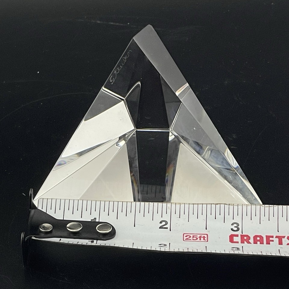 Vtg Steuben Art Glass Crystal Tetrahedron Prism Triangular Paperweight ...