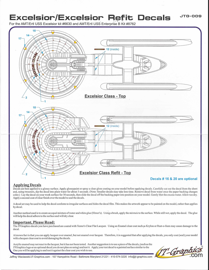 JT-Graphics USS ENTERPRISE Starship Decals 1/1000 For AMT Kits READ ...