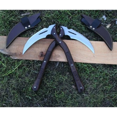 Custom Handmade Carbon Steel Blade Japanese Kama Set |Hunting Kamas ...