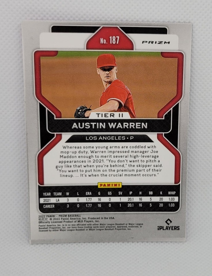 💥 2022 Panini Prizm Baseball #187 Austin Warren Purple Prizm Angels | eBay