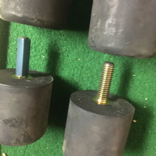 4 Rubber Vibration Isolator - Rubber is 2 Dia x 2 Ht - Stud is 3/8 16 x ...