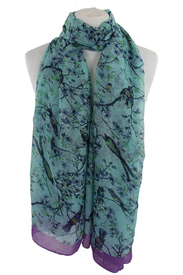 Ladies Scarves Mint Japanese Bird Print Shawl Sarong Wrap Free Fast ...
