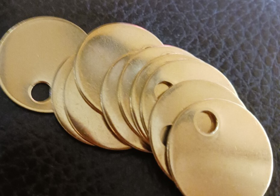 30 Each Rnd Blank 1" Brass ID tags Surplus Lawrence Livermor Surplus ...