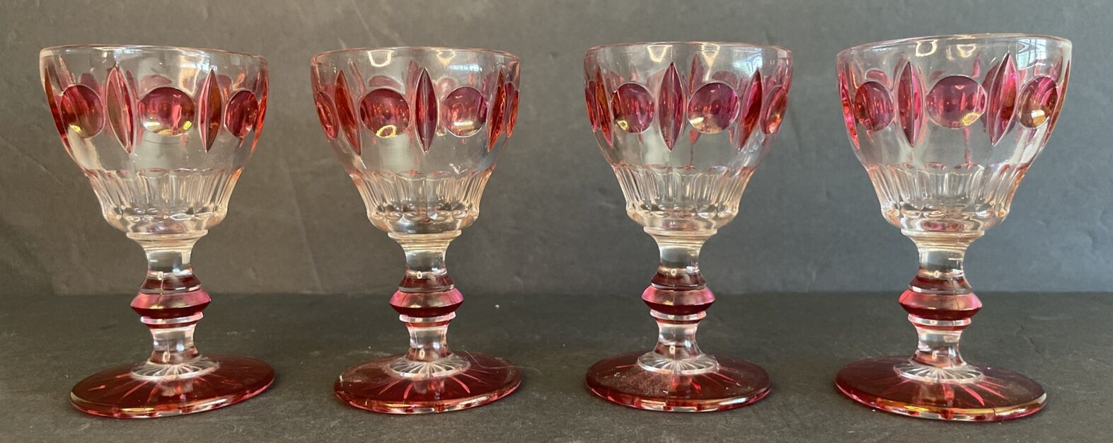 Vintage Set Of 4 Indiana Glass Colony Classique Ruby Flashed Wine ...