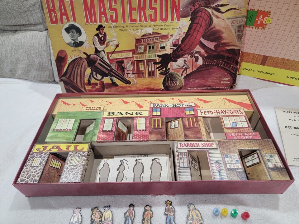 1958 Bat Masterson Board Game - Lowell 99.9% Complete (MISSING THE RED ...