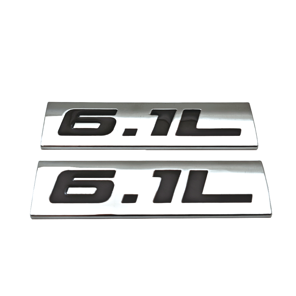2x Metal Silver&Black 6.1L Logo Emblem Premium Sport Turbo Badge ...