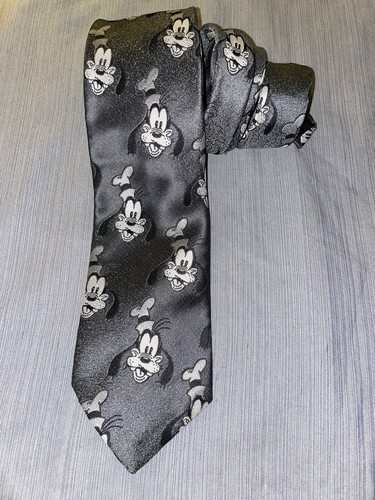 Disney Cervantes Goofy Tie Gray Silver Los Angeles Made In USA ...