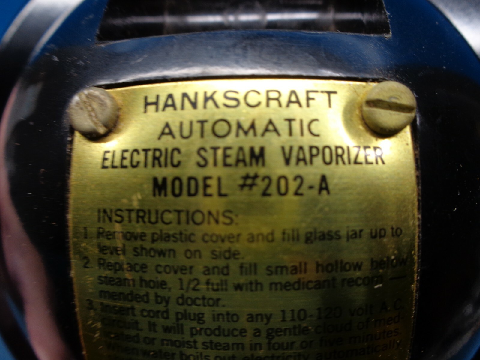 Hankscraft Automatic Electric Steam Vaporizer Model 202-A TESTED w ...