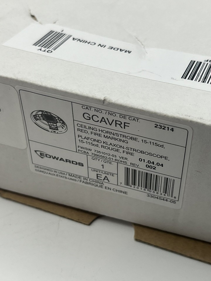 Edward’s gcavrf ceiling horn/strobe red Fire Marking 23214 New Open Box ...