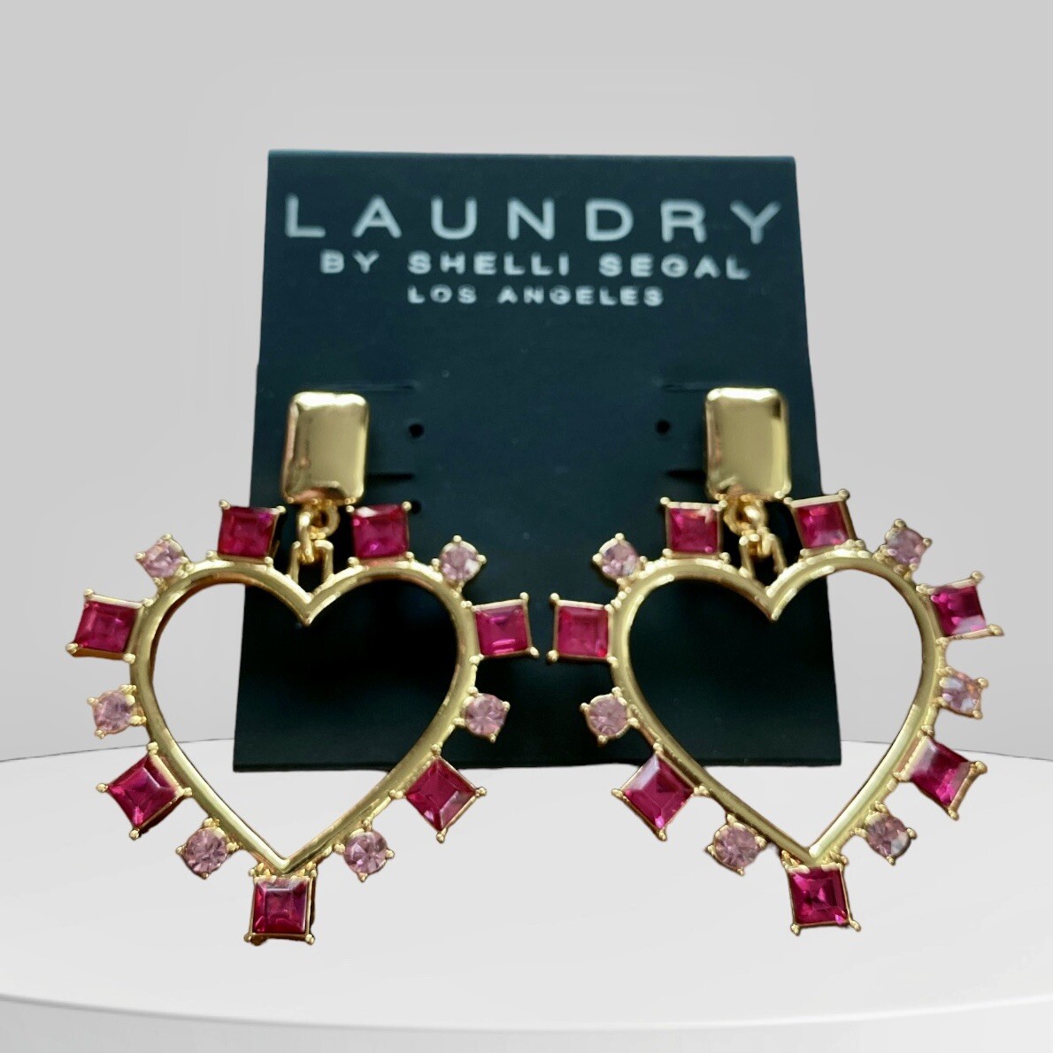 Laundry By Shelli Segal 1 3/4" Square Stone Heart Earrings-NWT | eBay