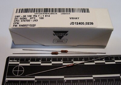 Qty: 100 Dale RN55D1002F 10KΩ 1% 1/8W 10K Ohm Metal Film Resistor CMF ...