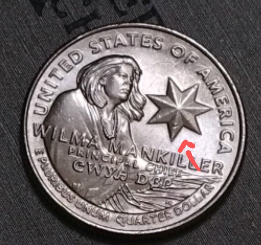 2022 D Wilma Mankiller Quarter Error Scar On Face & Star Strike Error ...