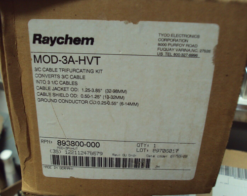 RAYCHEM MOD-3A-HVT P/N 893800-000, 3/C CABLE TRIFURCATING KIT HEAT ...