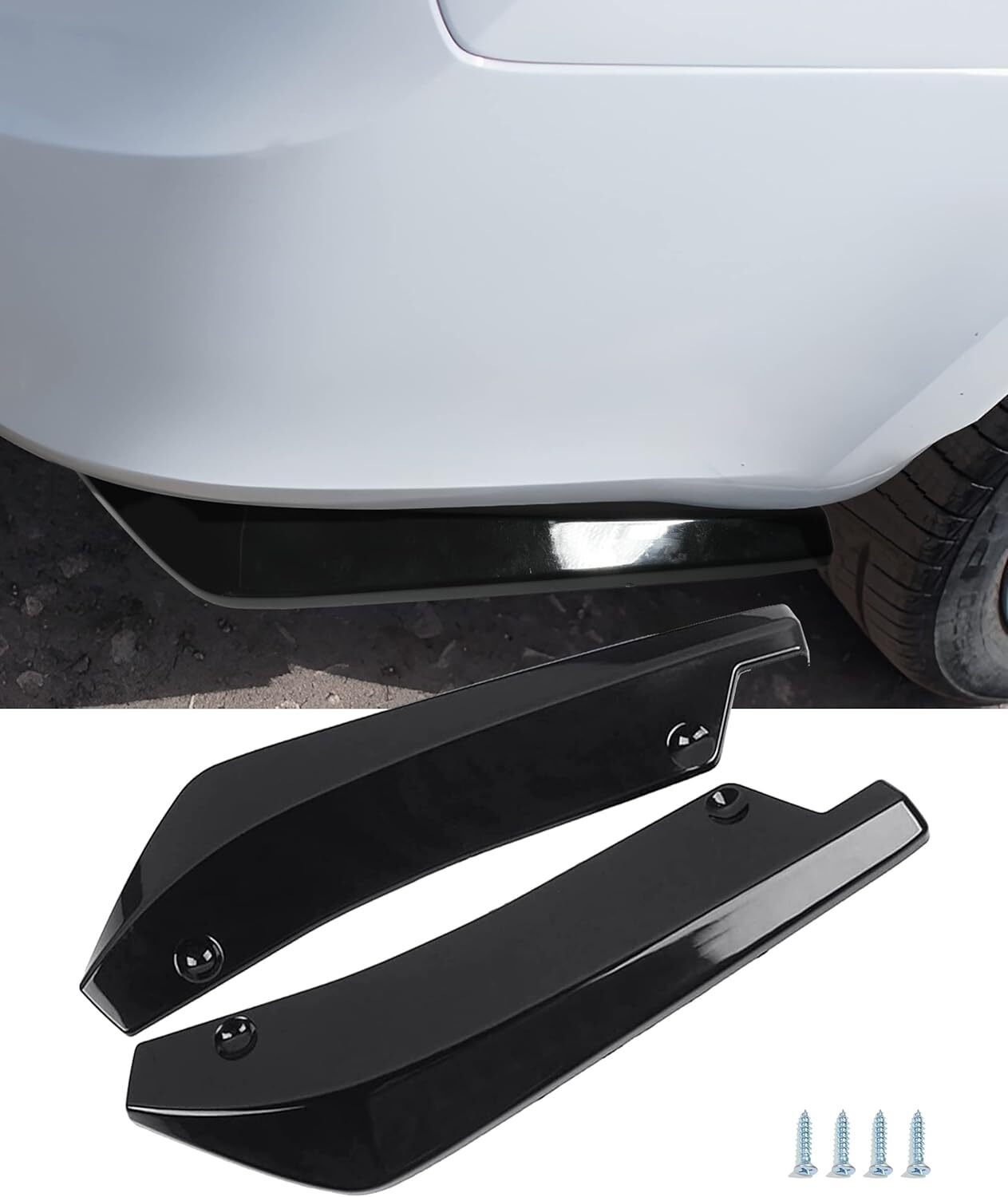 Glossy Black Rear Bumper Lip Diffuser Splitter Canard Protector Car ...